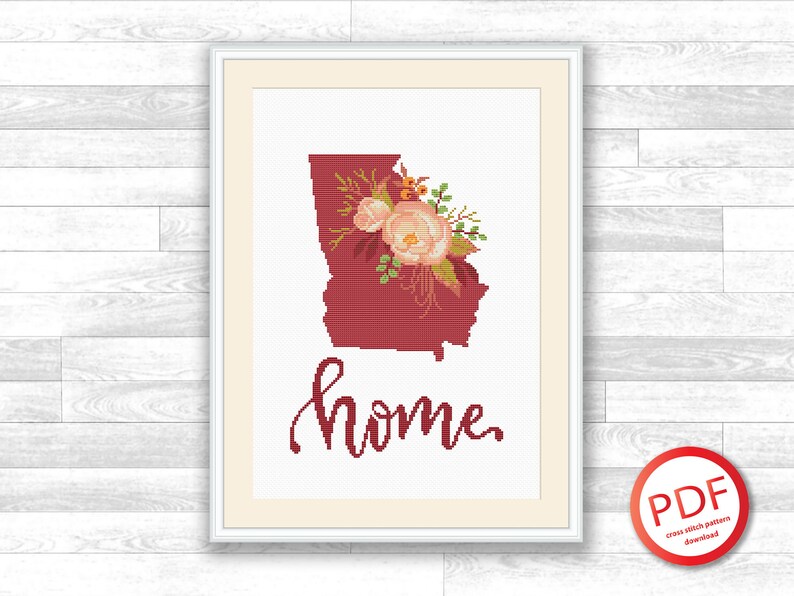Georgia Cross Stitch Pattern State of Georgia Cross Stitch - Etsy