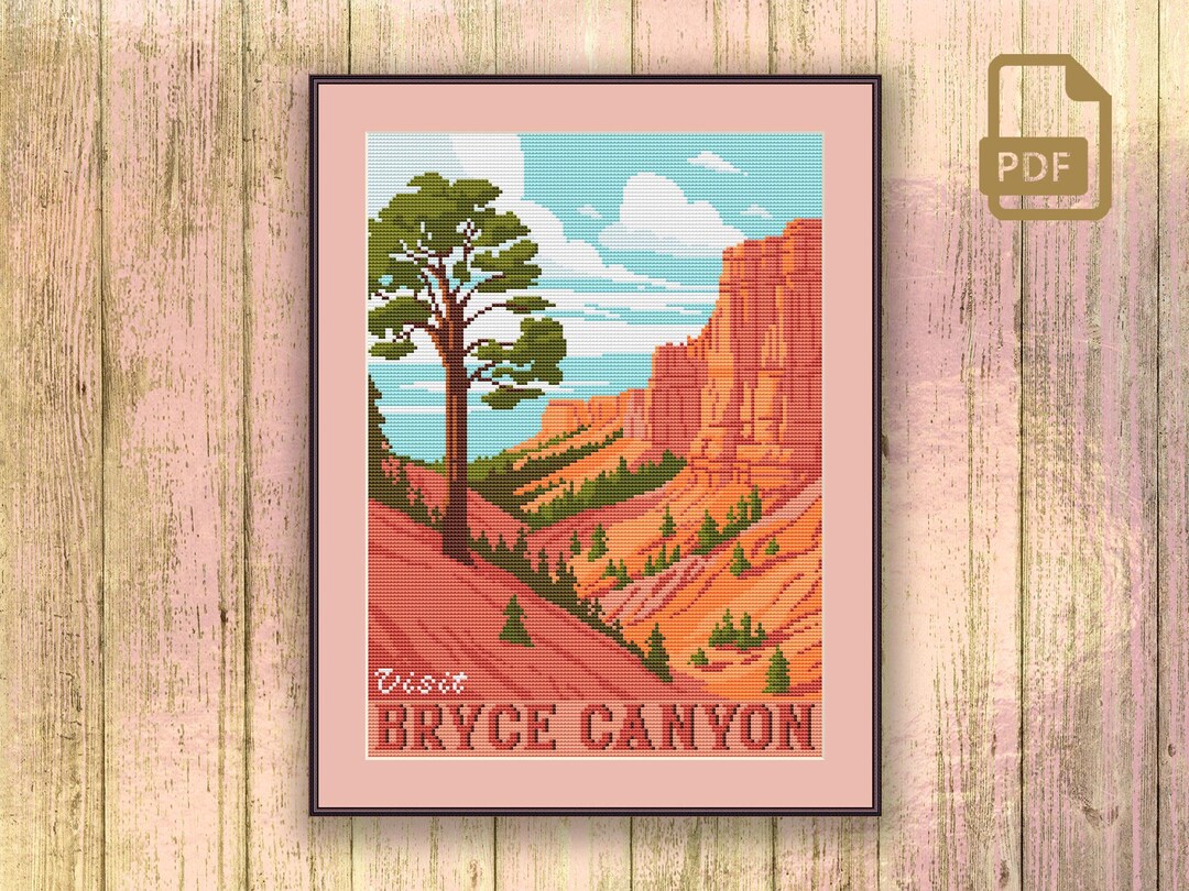 Visit Bryce Canyon Cross Stitch Pattern, National Park Cross Stitch ...
