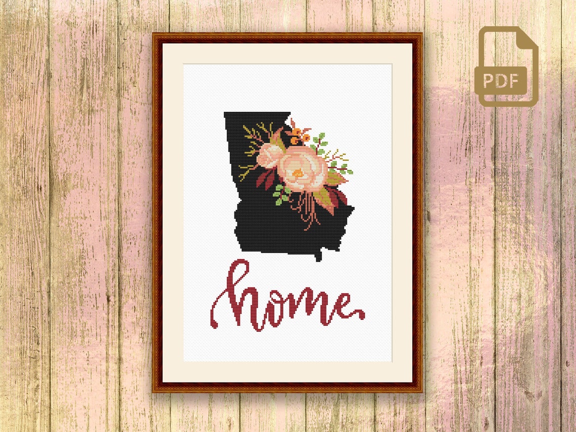 Georgia Cross Stitch Pattern, State of Georgia Cross Stitch Pattern ...