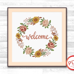 Welcome Cross Stitch Pattern Home Decor Housewarming Cross - Etsy