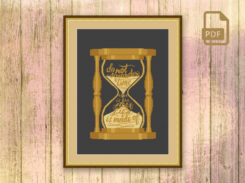 Hourglass Cross Stitch Pattern Do Not Squander Time Cross - Etsy