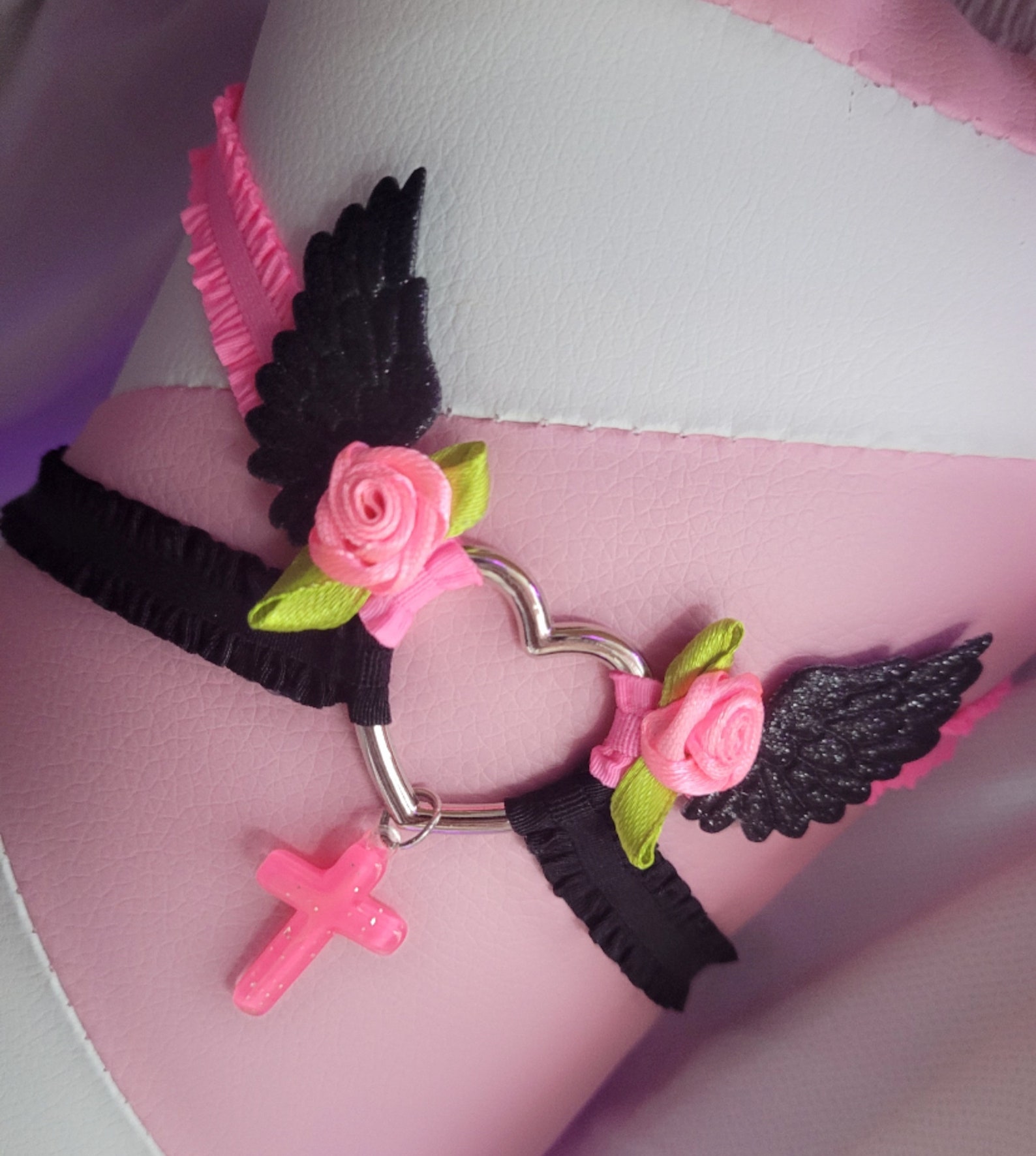 Kawaii Angel Wings E-girl Leg Garter Pink Black Harajuku Y2k Lolita ...