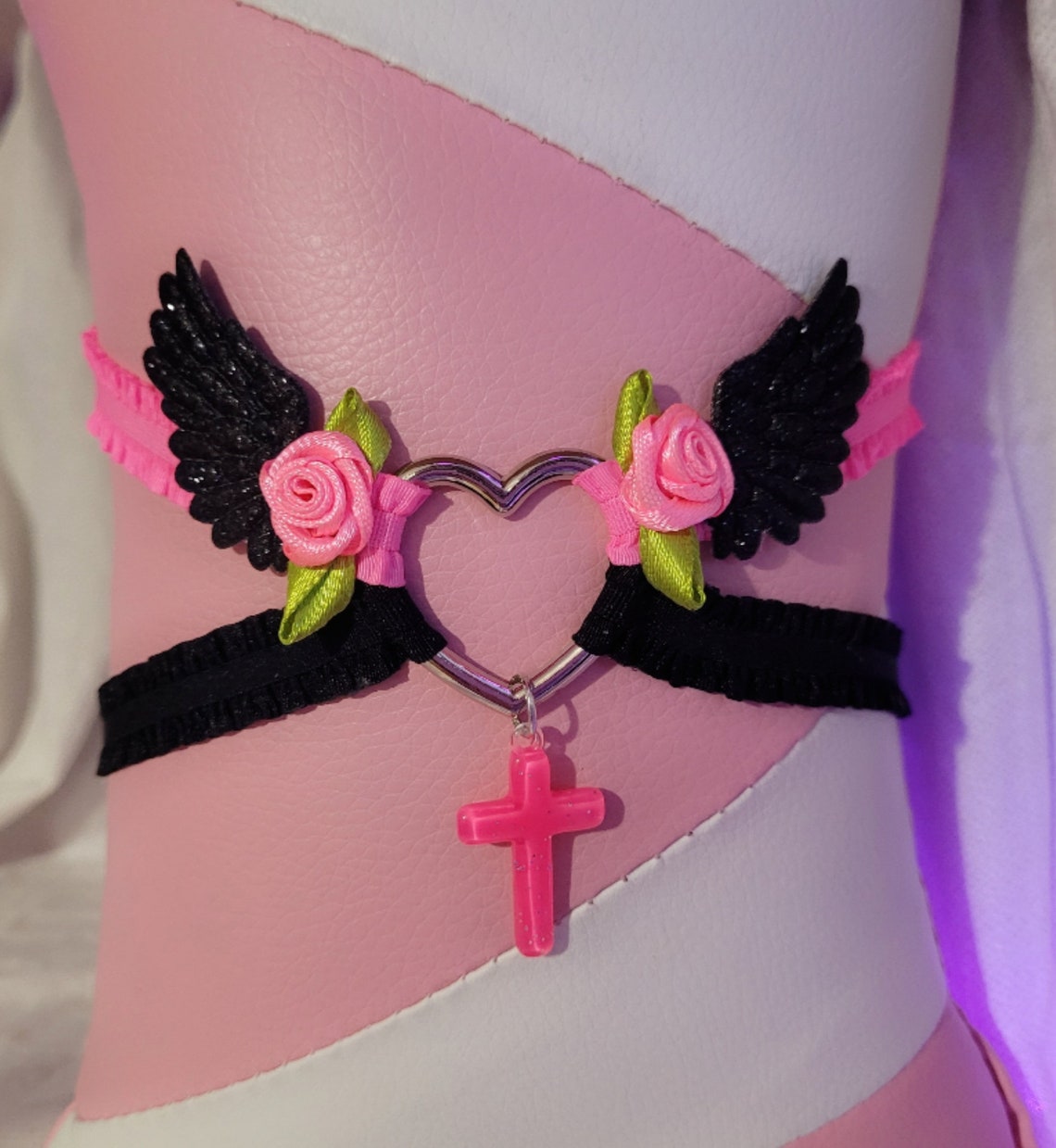 Kawaii Angel Wings E-girl Leg Garter Pink Black Harajuku Y2k Lolita ...