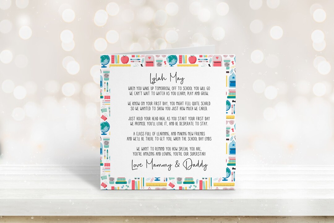 First Day of School Poem - Etsy