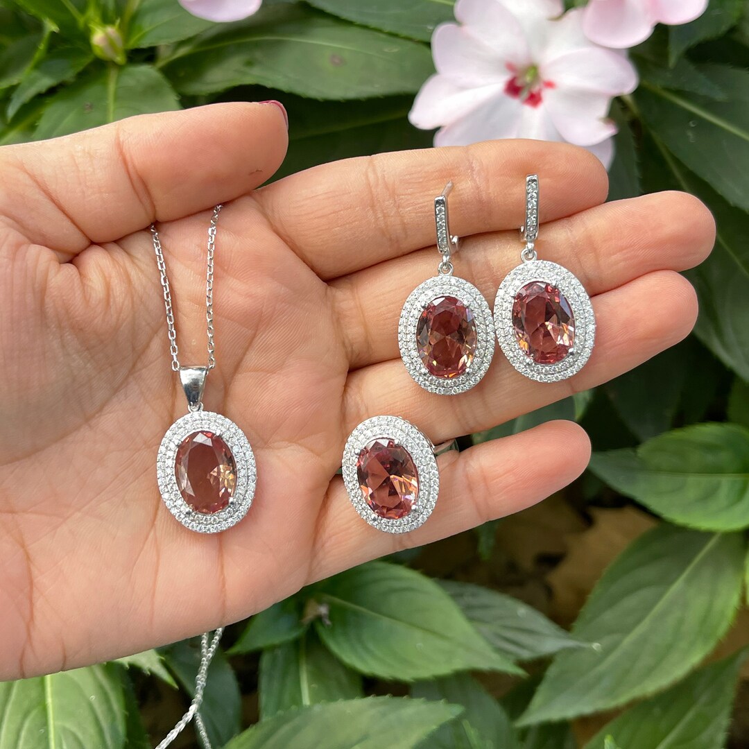 Oval Zultanite Diaspore Silver Jewelry Set, Color Changing Stone Silver ...