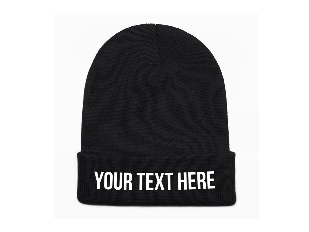 Custom Black Beanie TEXT ONLY / Custom Embroidery Black Beanie ...