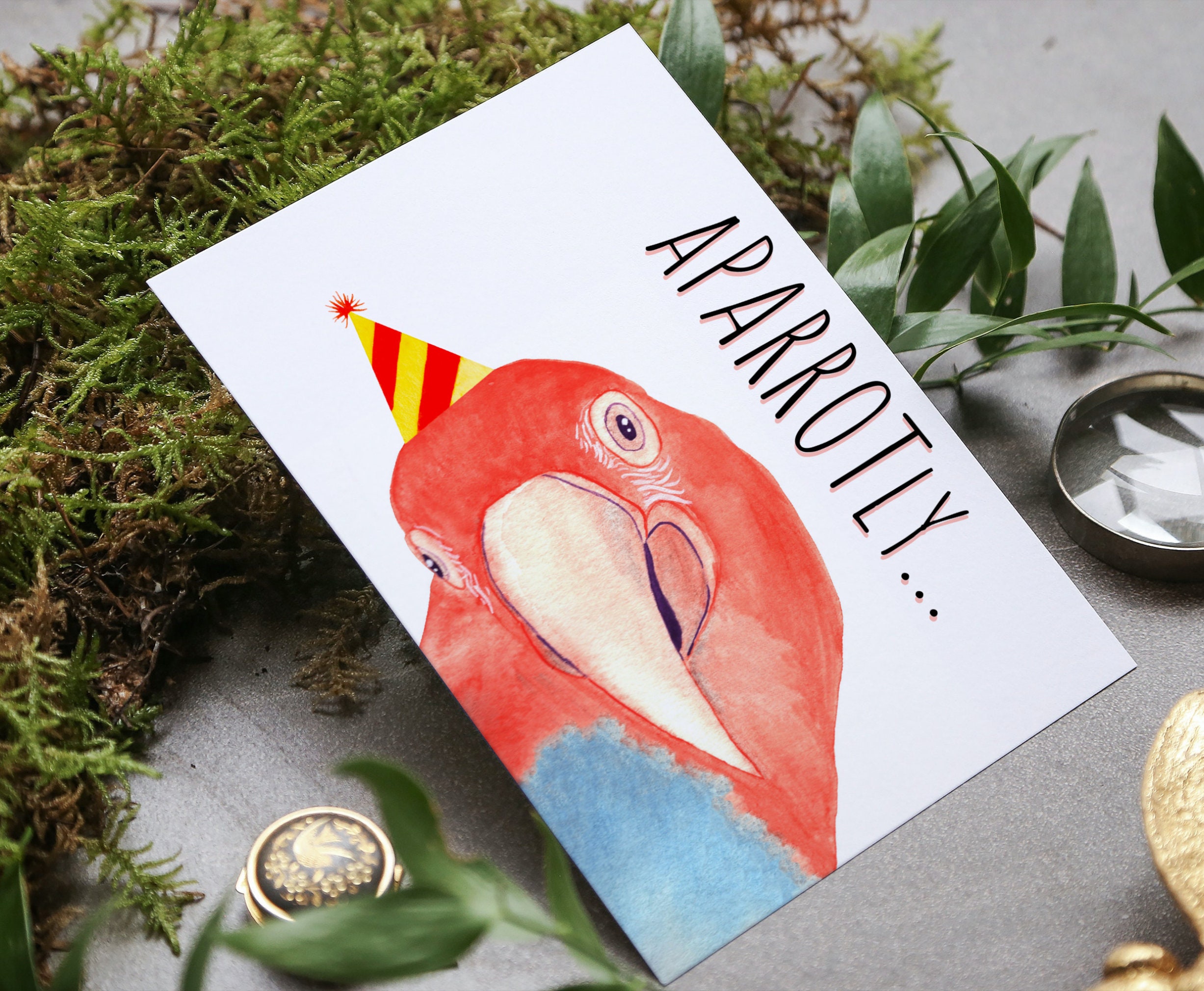 Whimsical Digital Watercolor Parrot Birthday Card: Celebrate With a ...