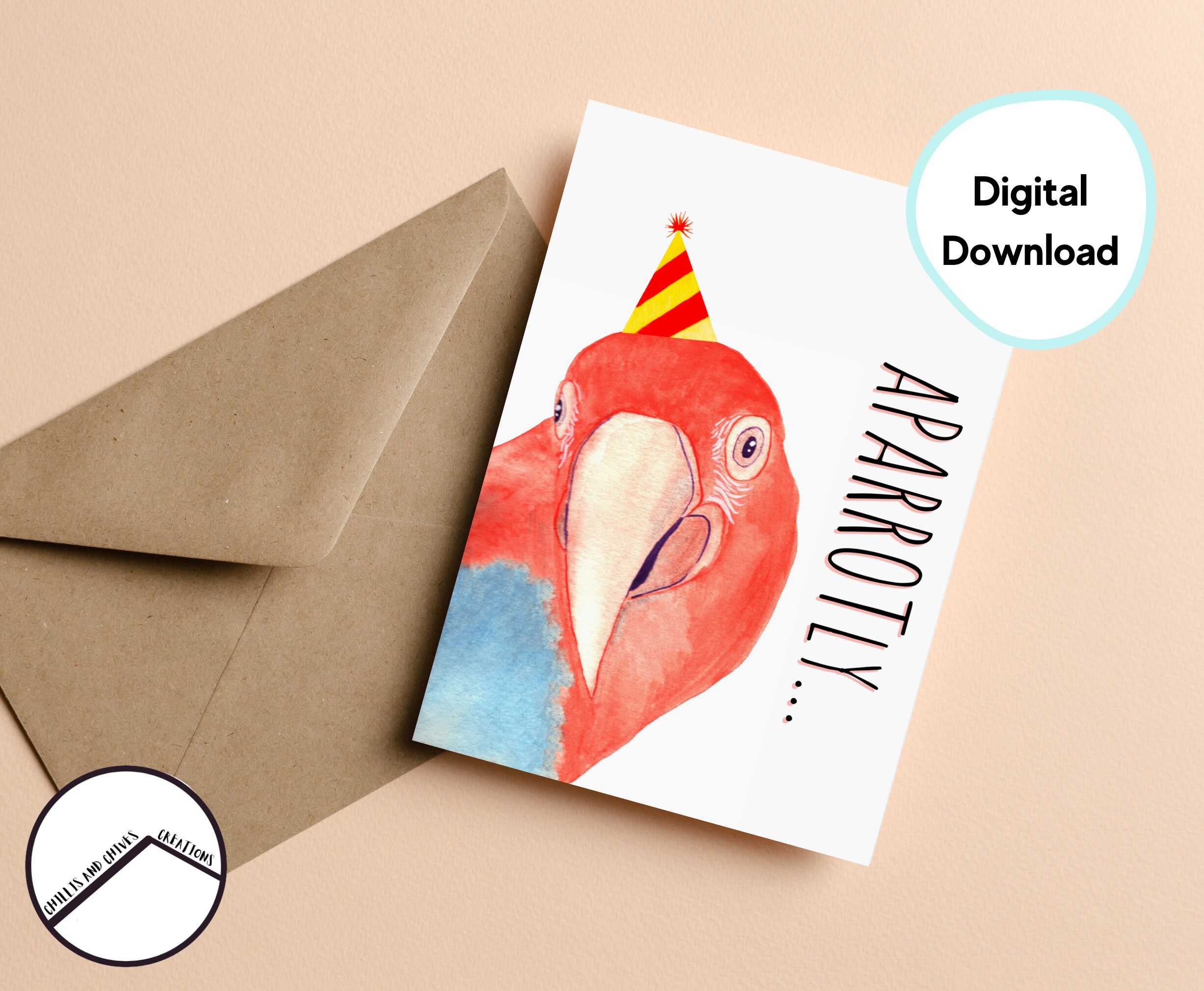 Whimsical Digital Watercolor Parrot Birthday Card: Celebrate With a ...