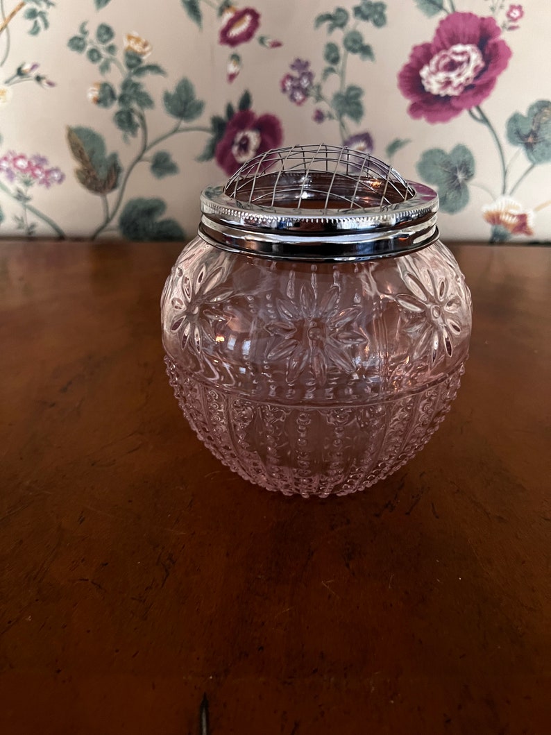 Vintage ASP Pressed Glass Rose Bowl With Flower Frog Lid - Etsy