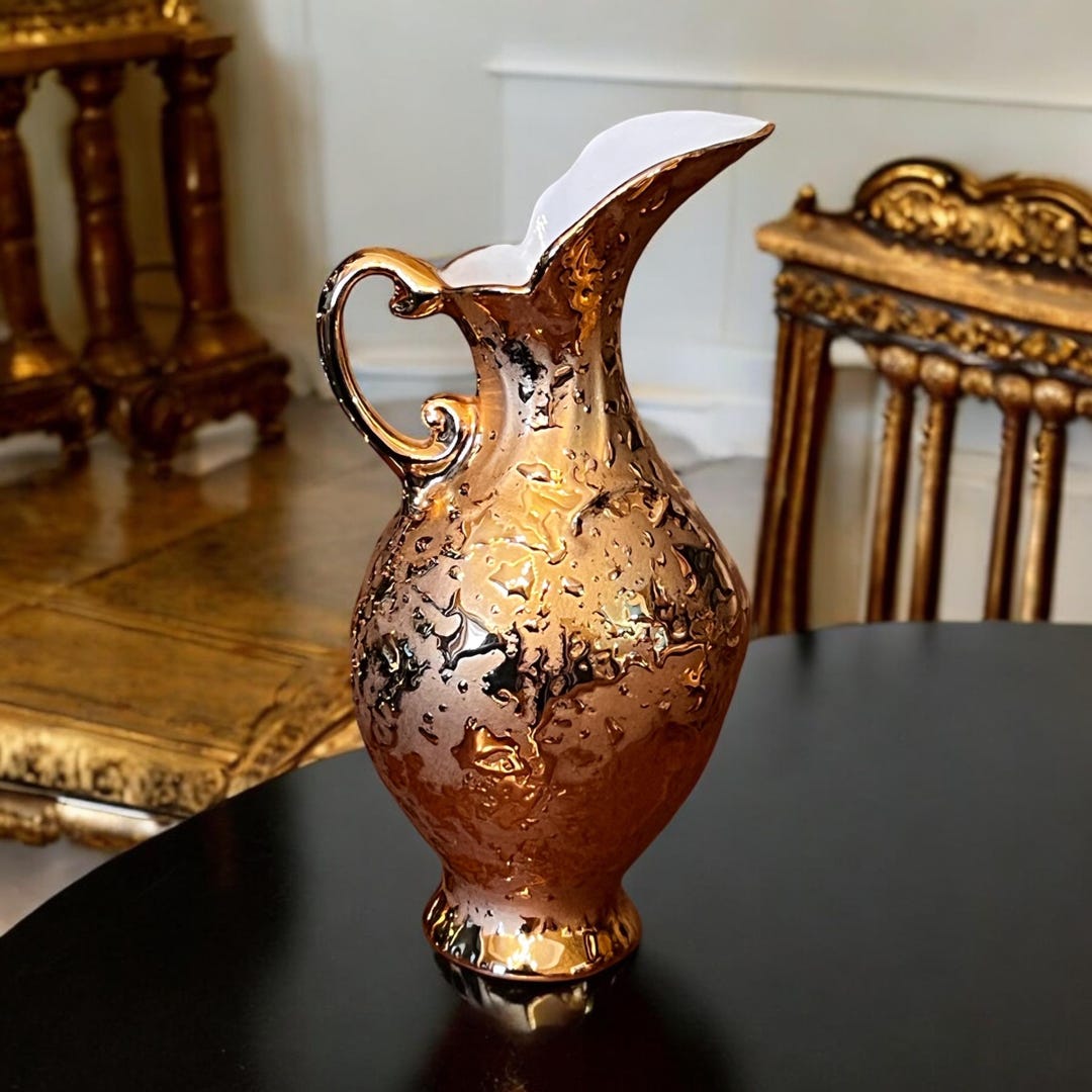 Vintage Holley Ross Mid Century 22K Weeping Bright Gold Large Pitcher ...