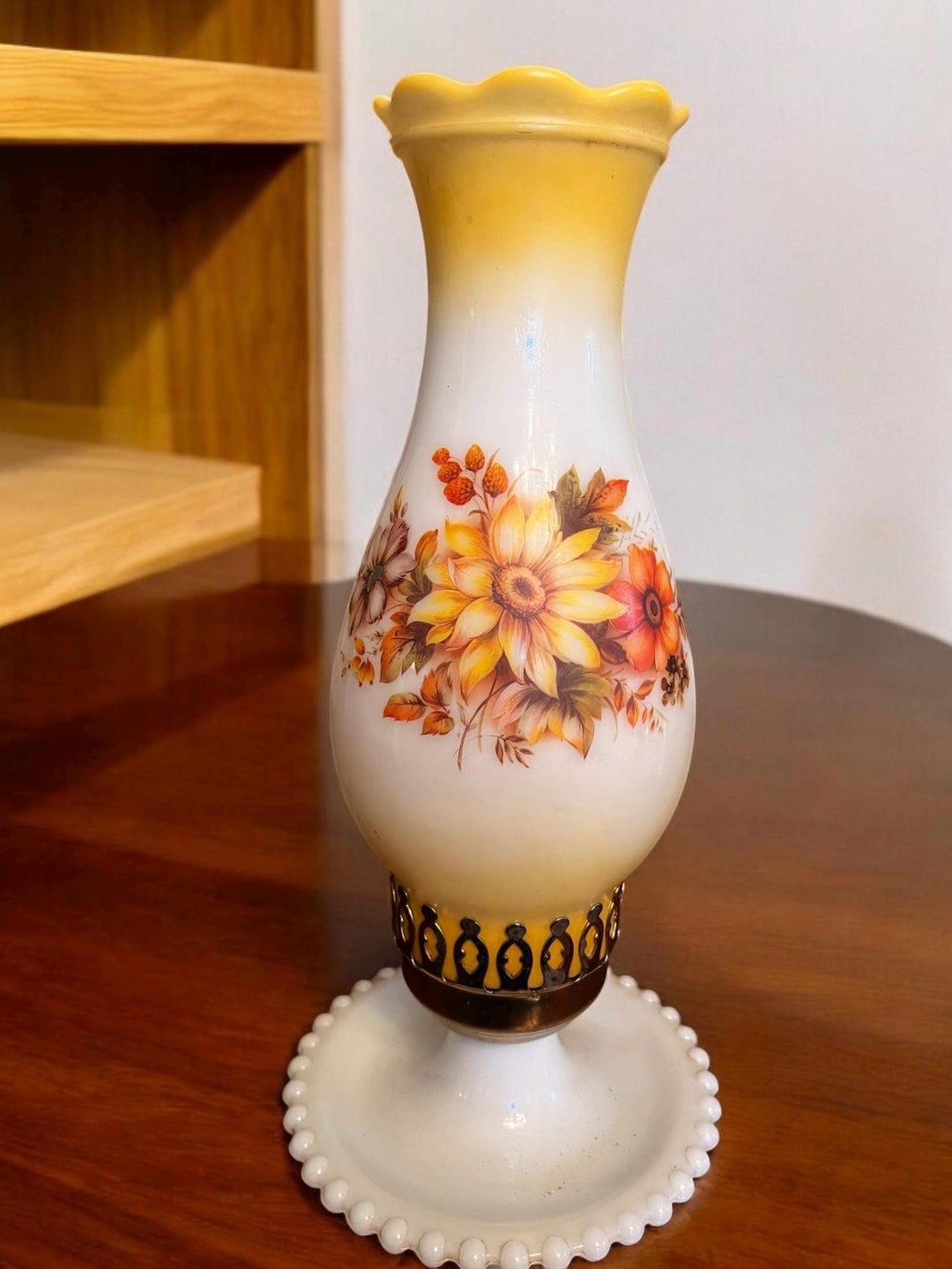 Vintage Milk Glass Daisy Hurricane Chimney Table Lamp - Etsy