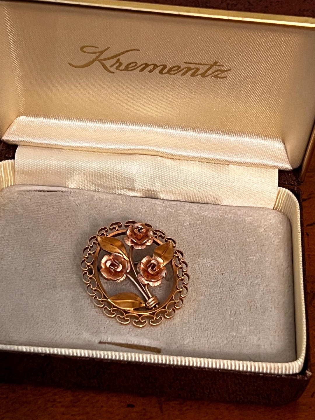 Vintage 1970's Krementz 14K Overlay Roses Brooch Pin - Etsy