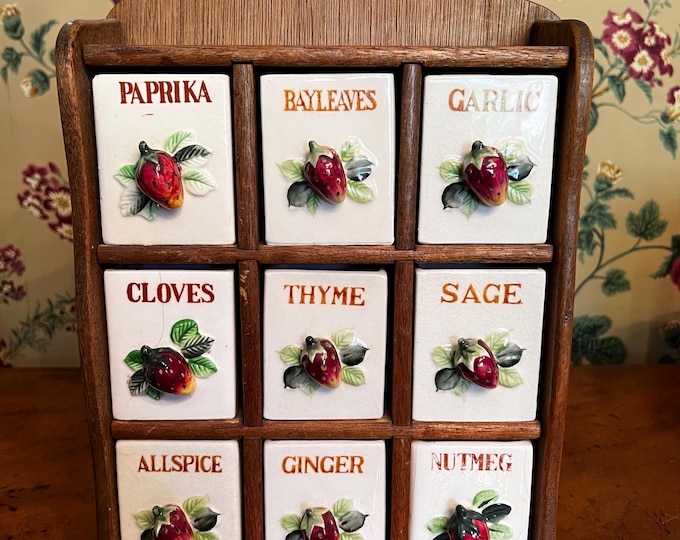 Vintage Strawberry Ceramic Spice Drawers Set With Wooden Rack Japan - Etsy