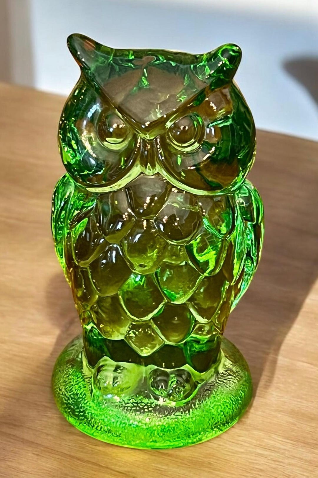 RARE Vintage Large Green Uranium Glow Glass Owl - Etsy