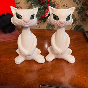 Vintage Antique MCM Ceramic White Nodder Bobble Head Cats - Etsy