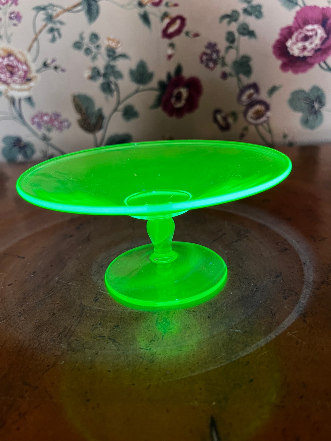 Vintage Vaseline Uranium Glass Round Footed Pedestal Candy Nut Dish - Etsy