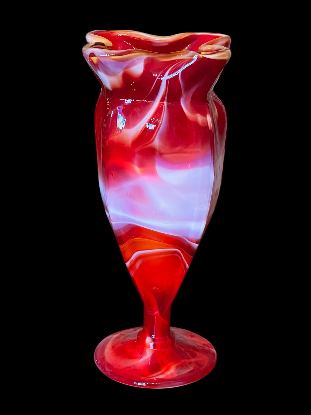 Gorgeous Vintage Red Uranium Slag Glass Tall Vase - Etsy