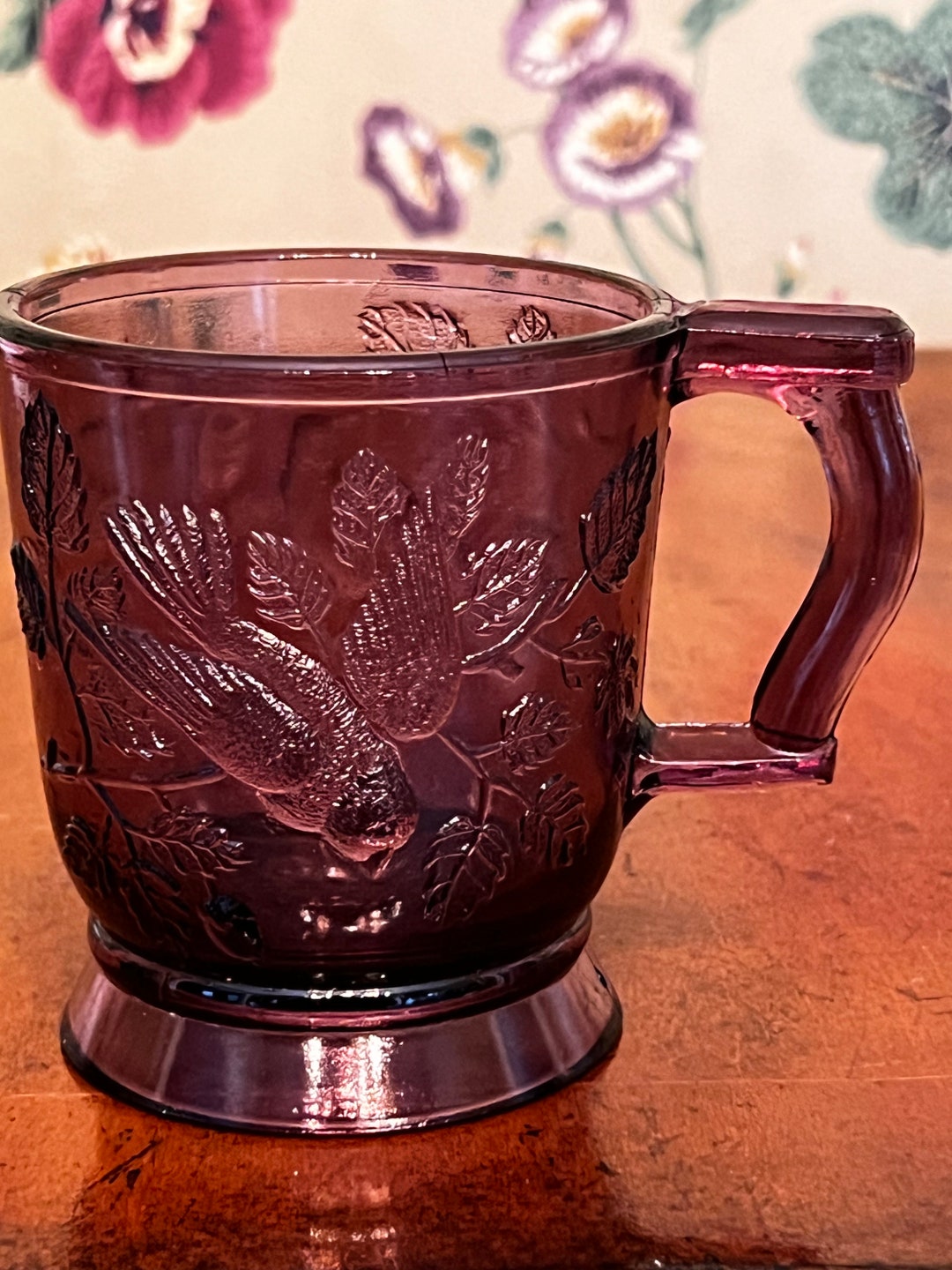 Vintage Mosser Glass Robin in Tree Amethyst Purple UV Reactive Glass ...