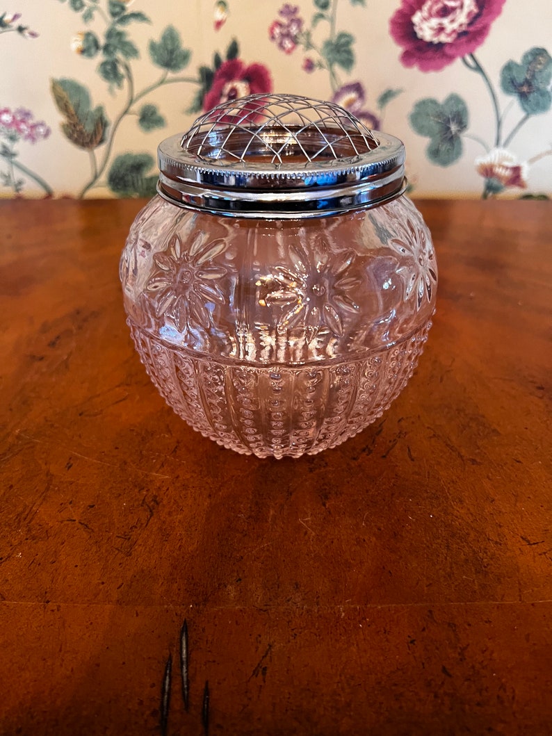 Vintage ASP Pressed Glass Rose Bowl With Flower Frog Lid - Etsy