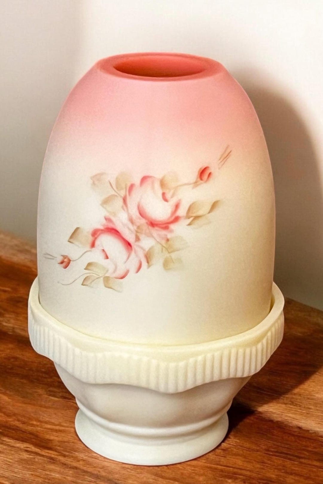 Fenton Vintage Burmese Satin Uranium Glass Roses Fairy Lamp - Etsy