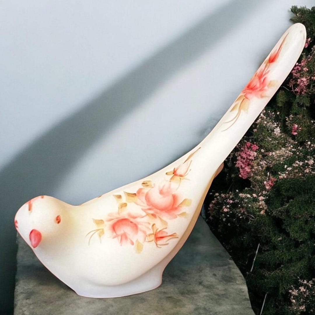 Fenton Vintage Uranium Custard Glass Large Roses Bird - Etsy