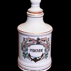 Vintage Porcelain Peroxide Apothecary Pharmacy Jar With Original Cork ...