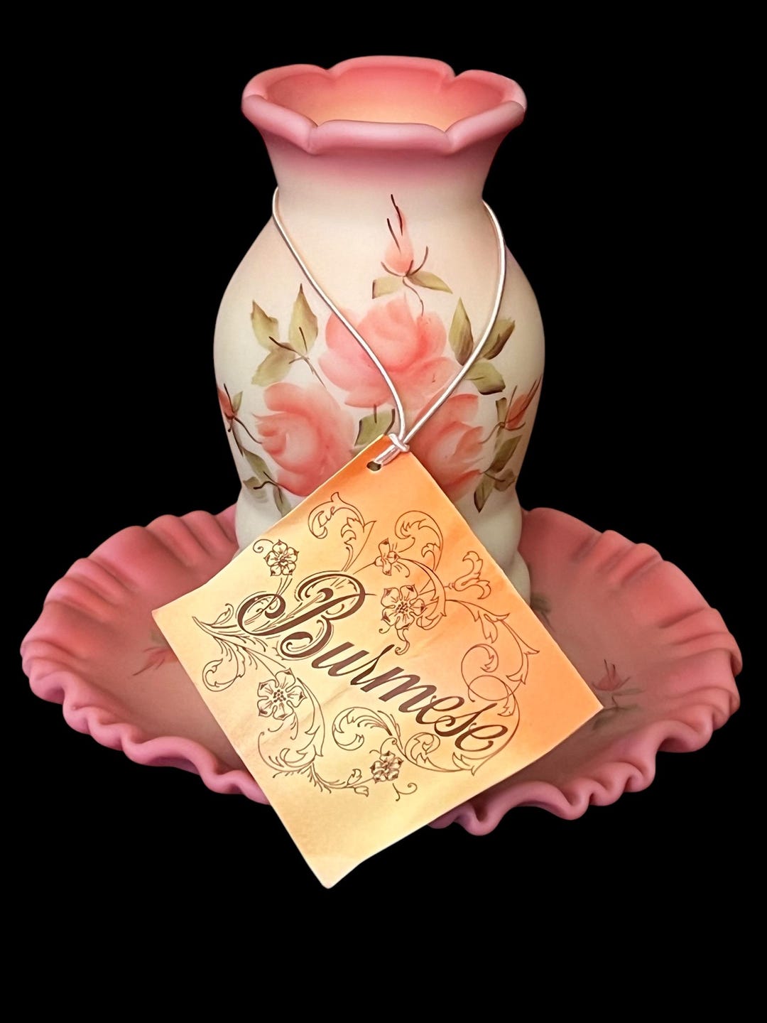 Fenton Vintage Burmese Uranium Roses Fairy Lamp NWT - Etsy