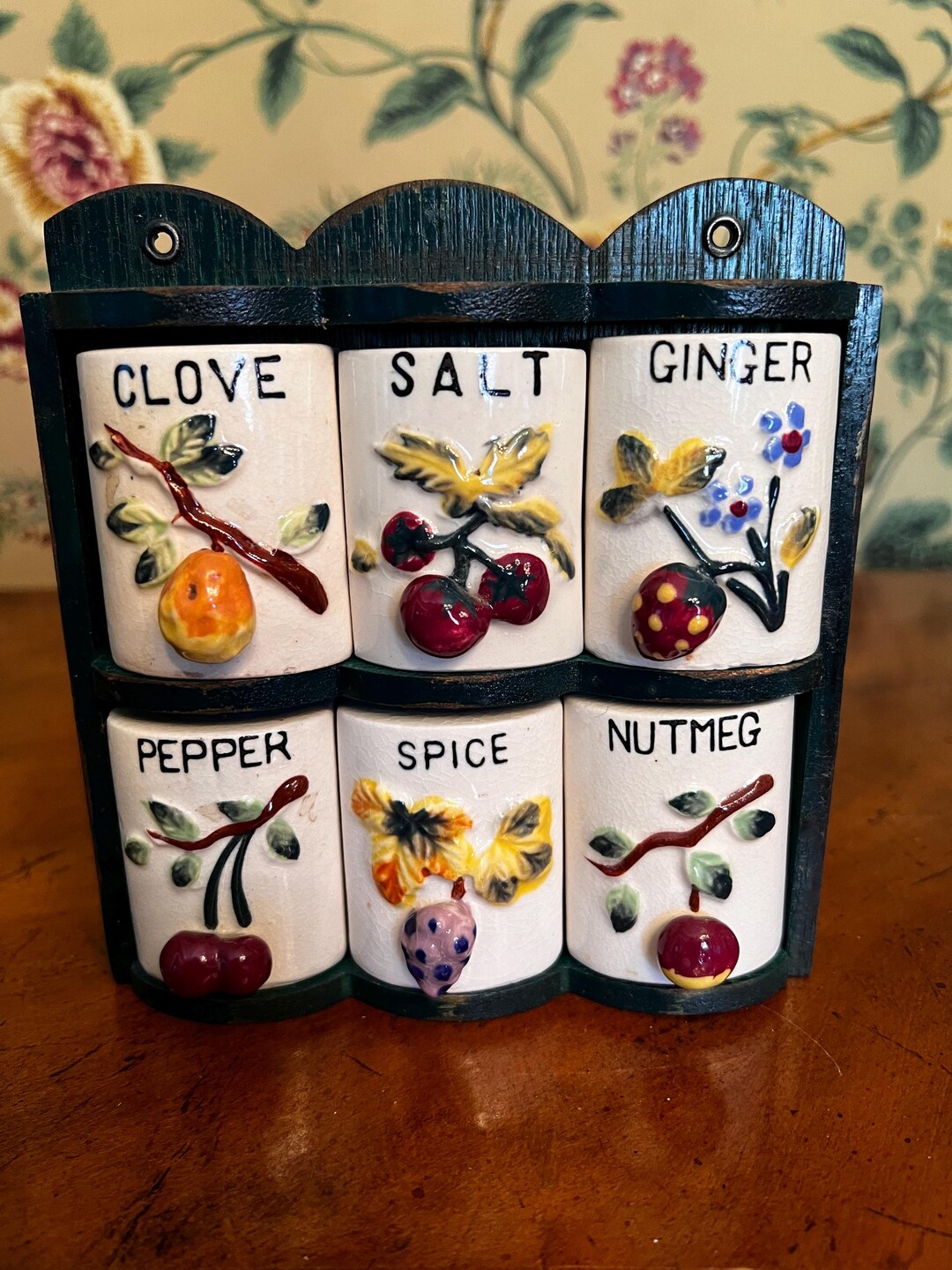 Vintage 1940's Ceramic Mini Spice Set With Wooden Rack Japan - Etsy