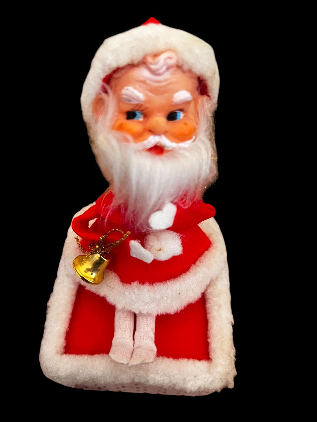 Vintage MCM Flocked Kitsch Santa Sitting on Fireplace Japan - Etsy