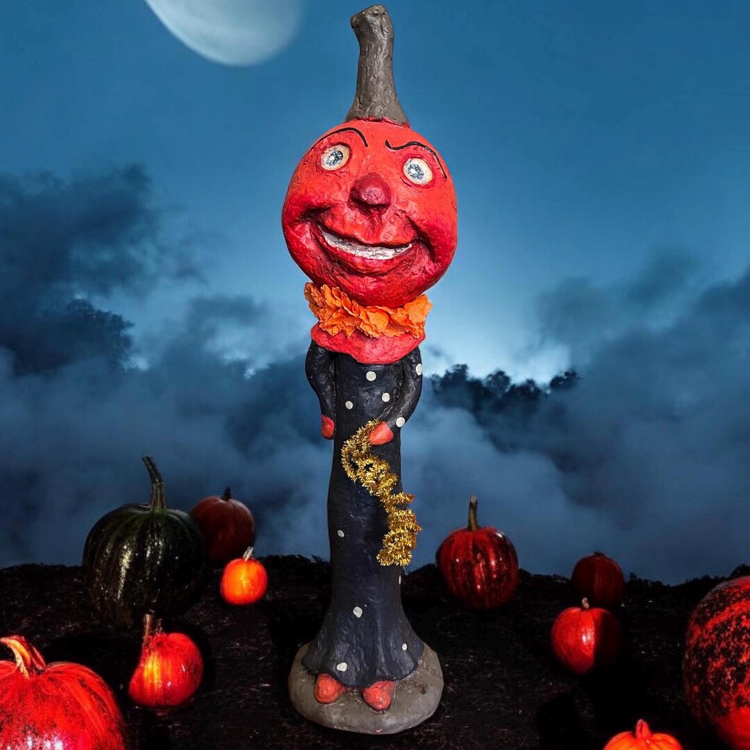 RARE Vintage Debra Schoch Large Pumpkin Head Halloween Clown 19" - Etsy