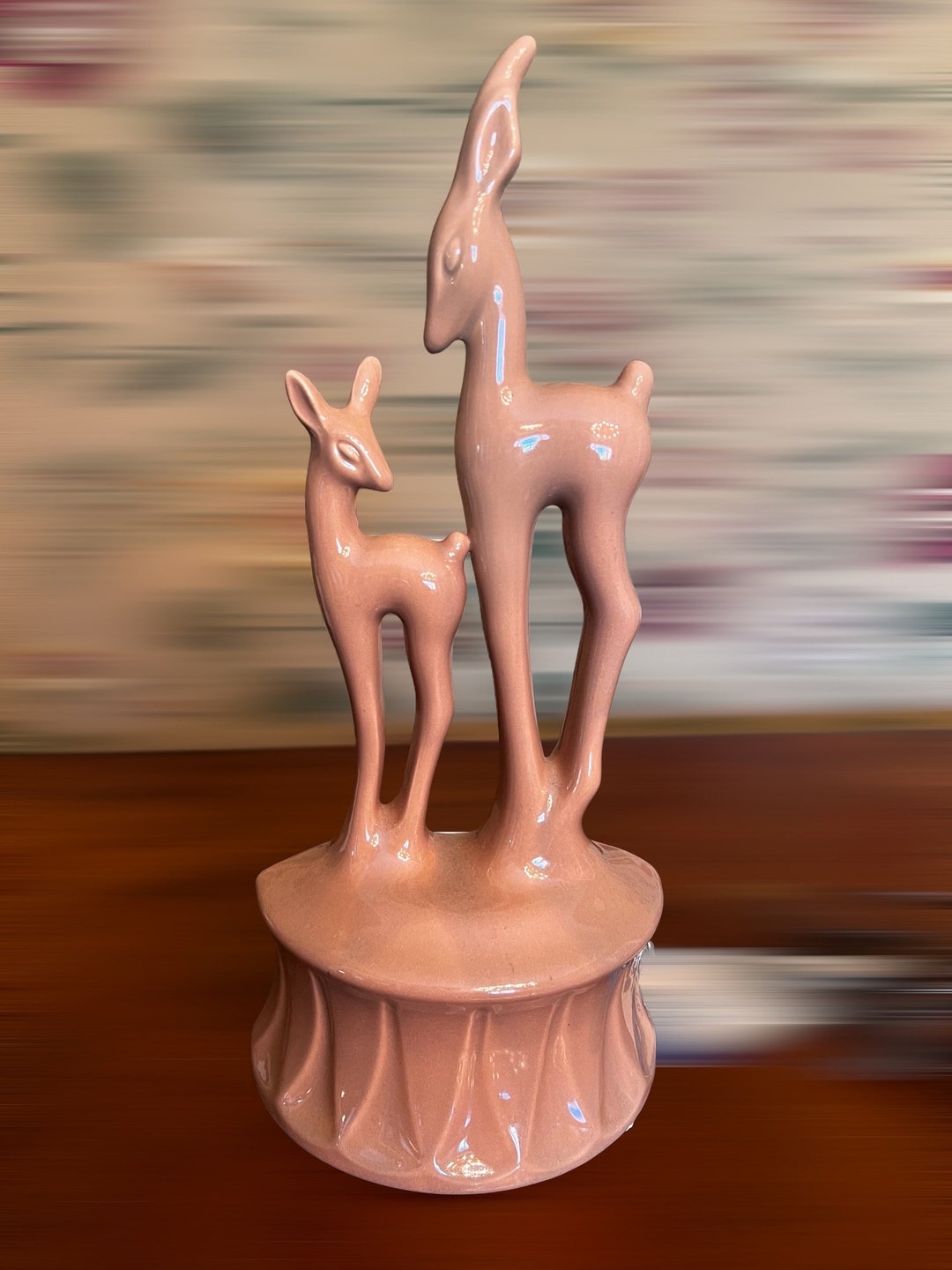 Vintage 1950's KRON MCM Deer With Fawn Ceramic TV Table Lamp New With ...