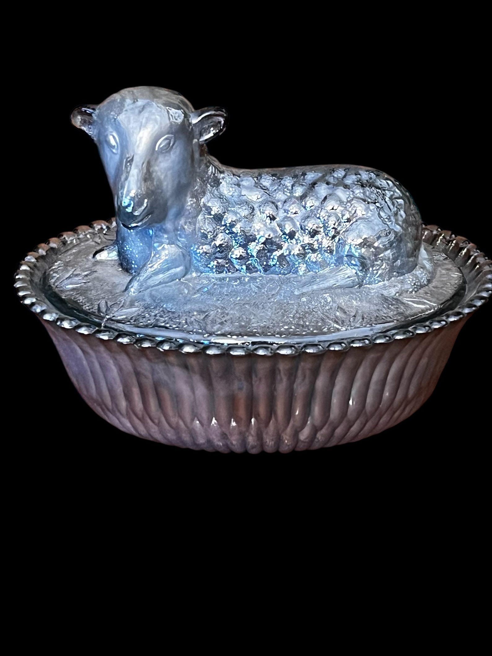 RARE Vintage Boyd Carnival Glass Nesting Sheep Lidded Box MINT! - Etsy