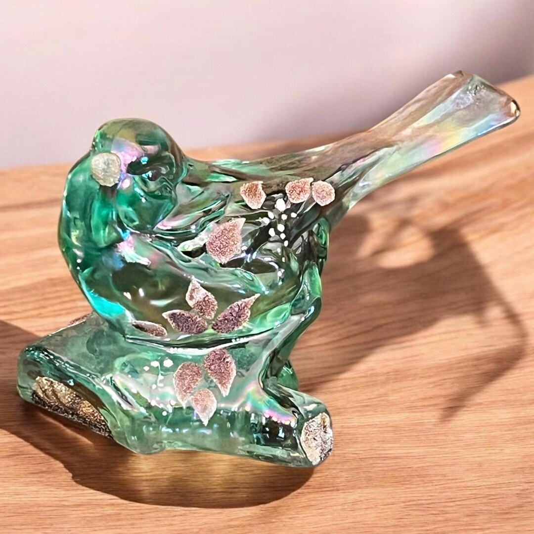 RARE Vintage Fenton Iridescent Uranium Signed Bird Original Sticker NEW ...