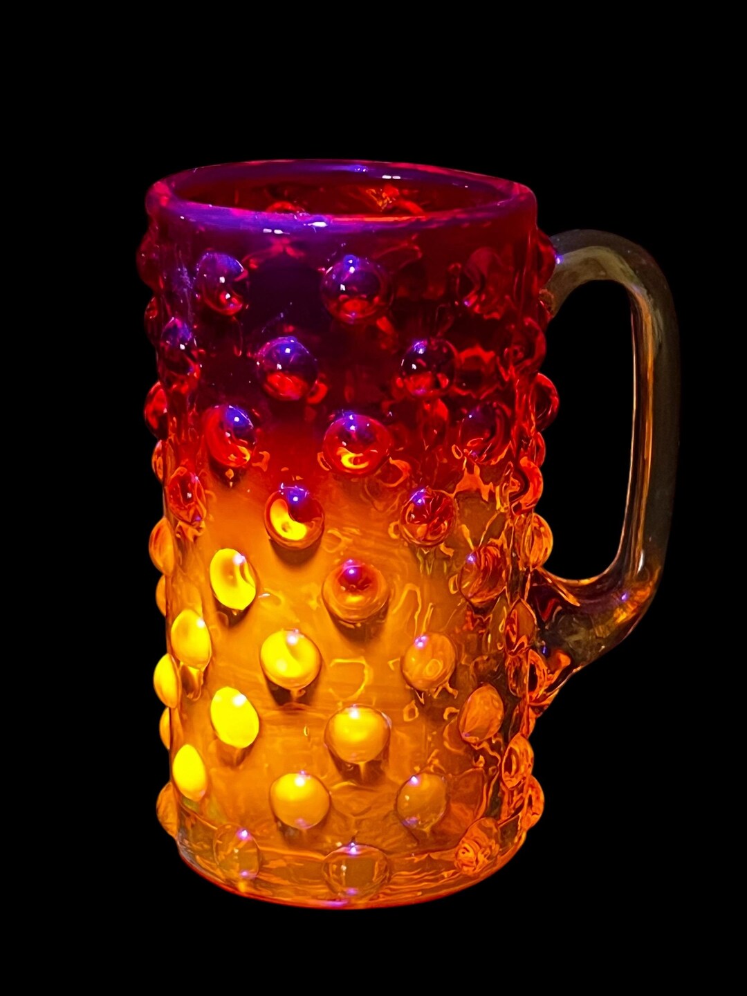 RARE Fenton Amberina Red Orange Hobnail Tankard Mug - Etsy