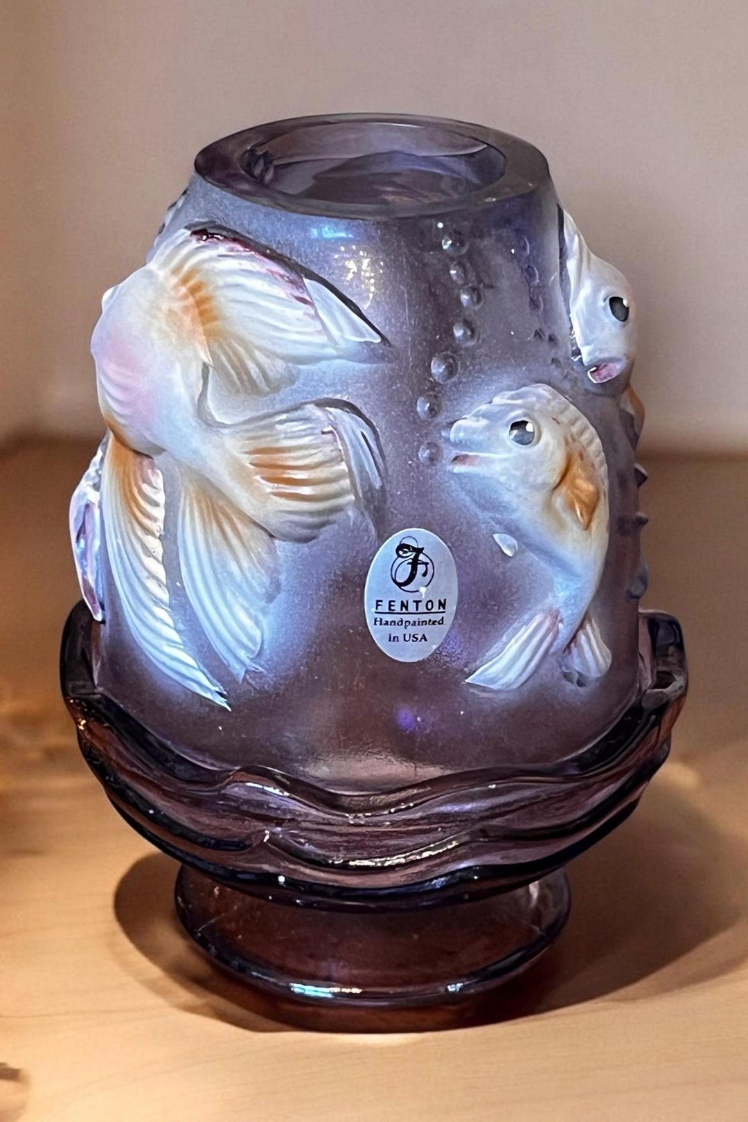 RARE Vintage Fenton Uranium Atlantis Koi Fish Fairy Lamp MINT! - Etsy