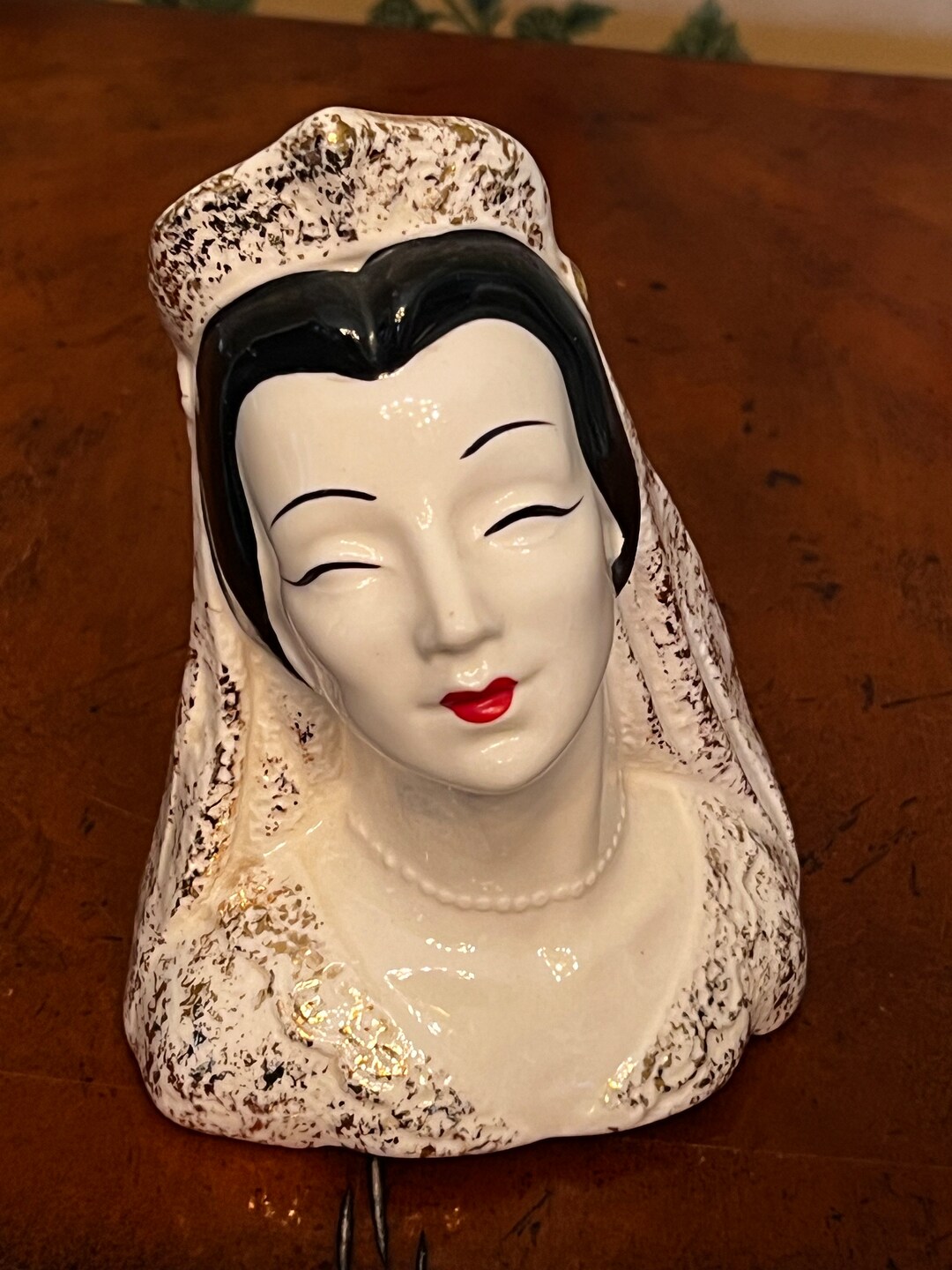 RARE Vintage White and Gold Spanish Bride Lady Head Vase - Etsy