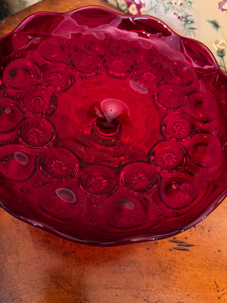 L.E. Smith Vintage Red Moon & Stars Amberina UV Reactive Fruit Bowl - Etsy