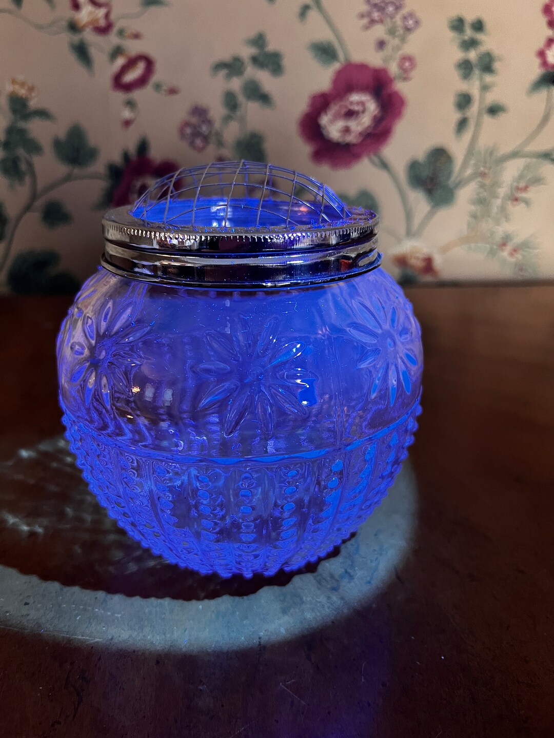 Vintage ASP Pressed Glass Rose Bowl With Flower Frog Lid - Etsy