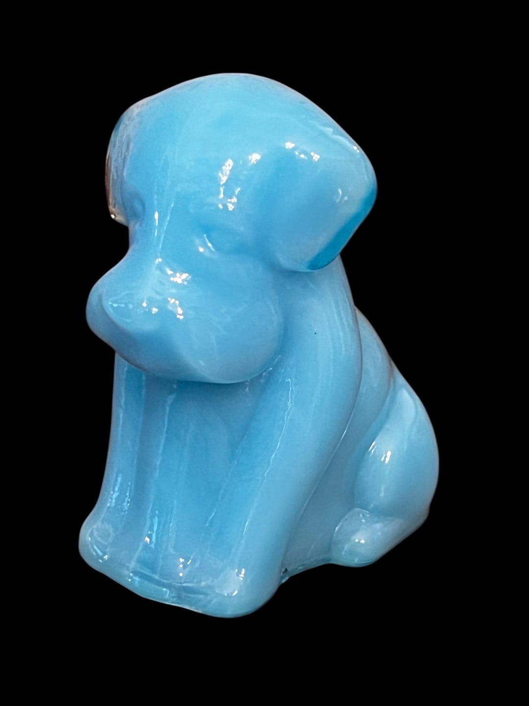 Vintage Boyd Glass UV Reactive Baby Blue Slag Dog - Etsy