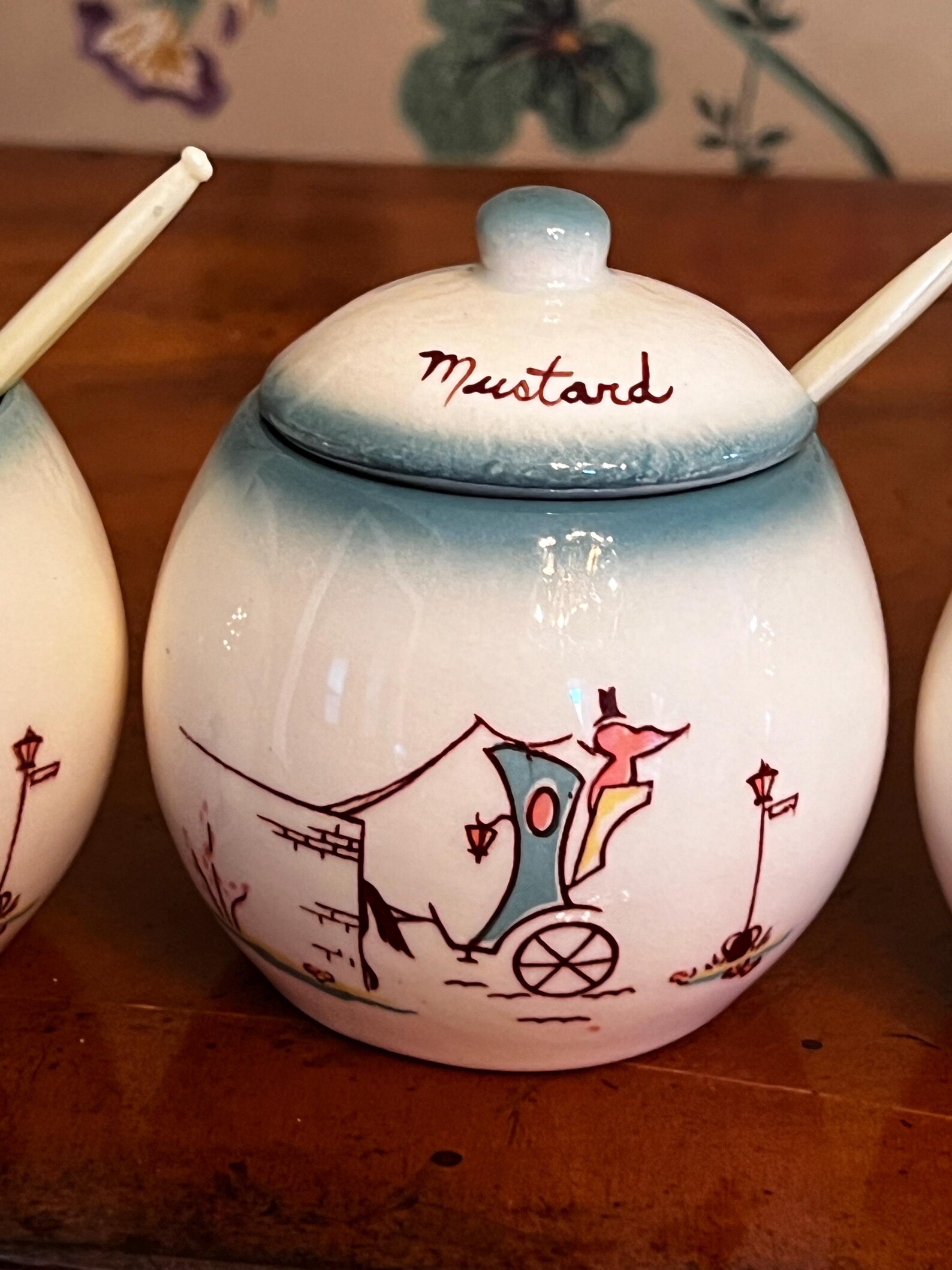 Vintage Set of 4 Porcelain Condiment Jars With Original Celluloid ...