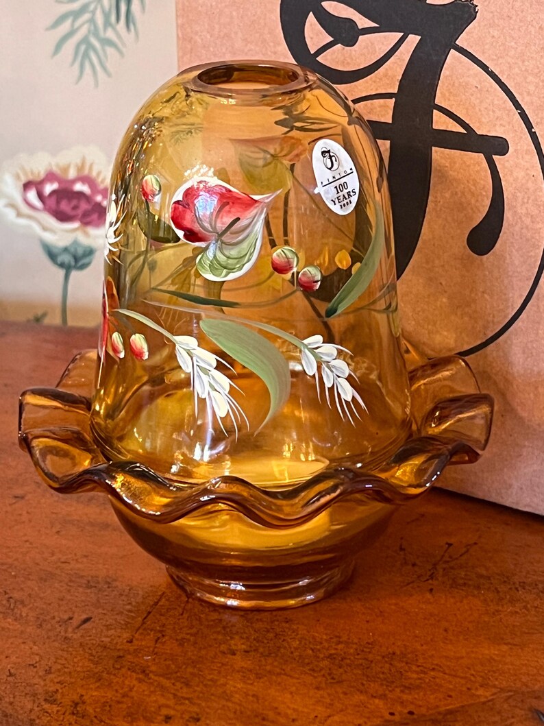 Fenton 100th Anniversary Wheatberry on Autumn Gold Fairy Lamp NEW! - Etsy