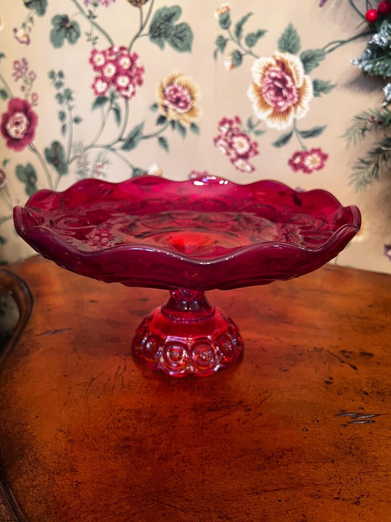 L.E. Smith Vintage Red Moon & Stars Amberina UV Reactive Fruit Bowl - Etsy