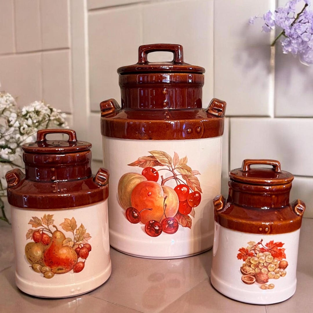 Vintage Mccoy Fruit Festival Milk Jug Ceramic Set of 3 Canisters - Etsy