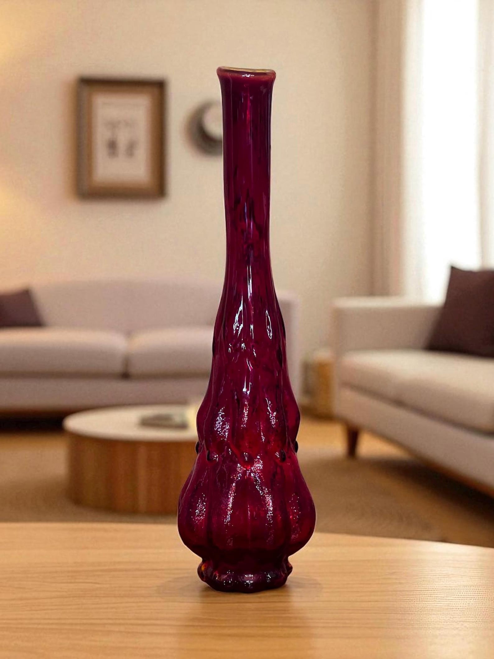 Vintage Viking Glass Red Amberina Large 16" Swung Art Vase GLOWS! - Etsy