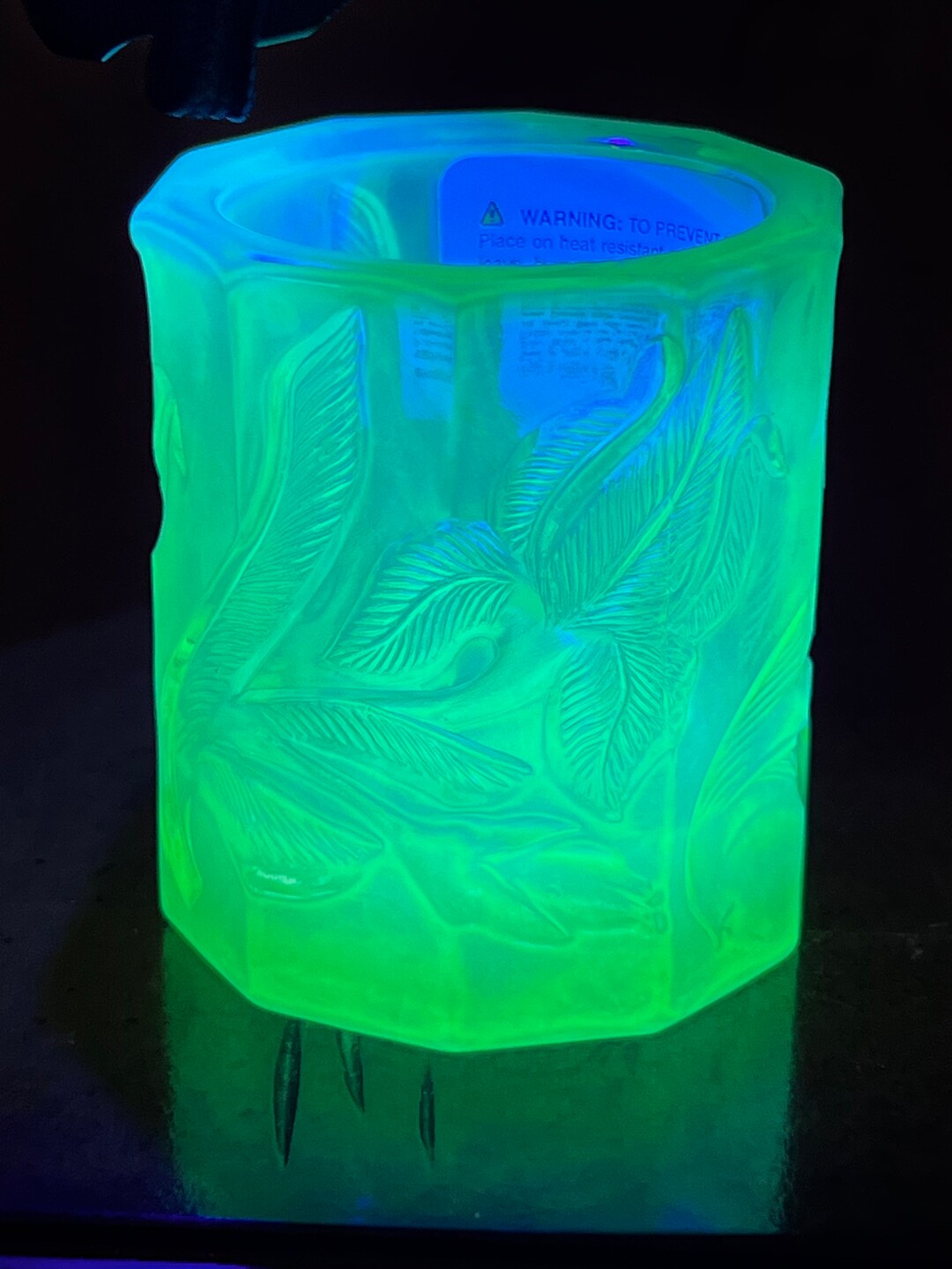 Vintage Fenton Uranium Glass Opalescent Iris Votive Match/toothpick ...