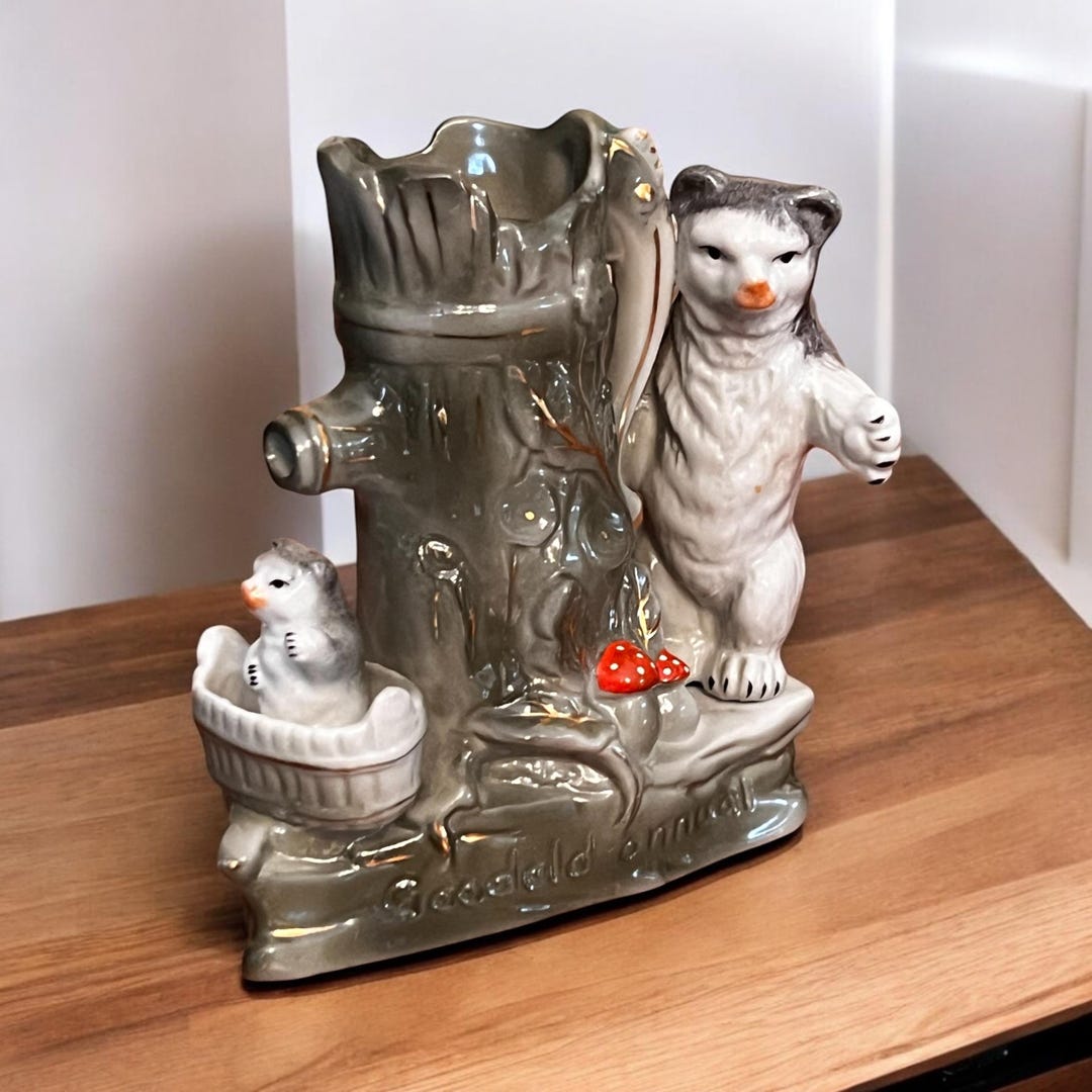 Antique German Porcelain Mama and Baby Bear Spill Vase Fairing - Etsy