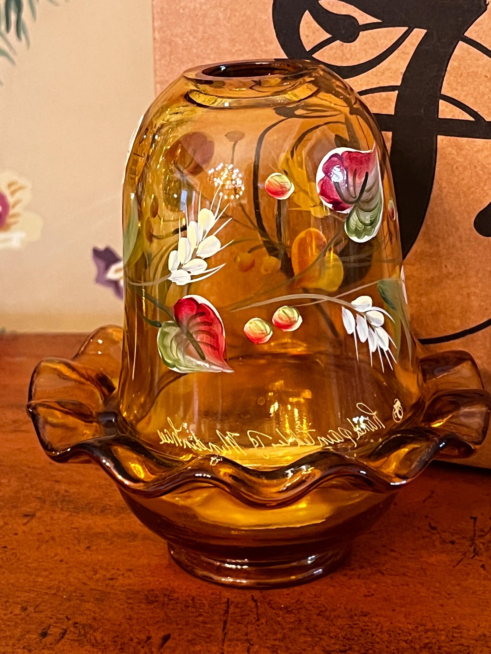 Fenton 100th Anniversary Wheatberry on Autumn Gold Fairy Lamp NEW! - Etsy