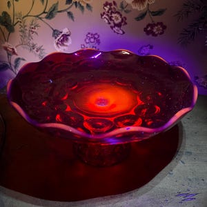 L.E. Smith Vintage Red Moon & Stars Amberina UV Reactive Fruit Bowl - Etsy