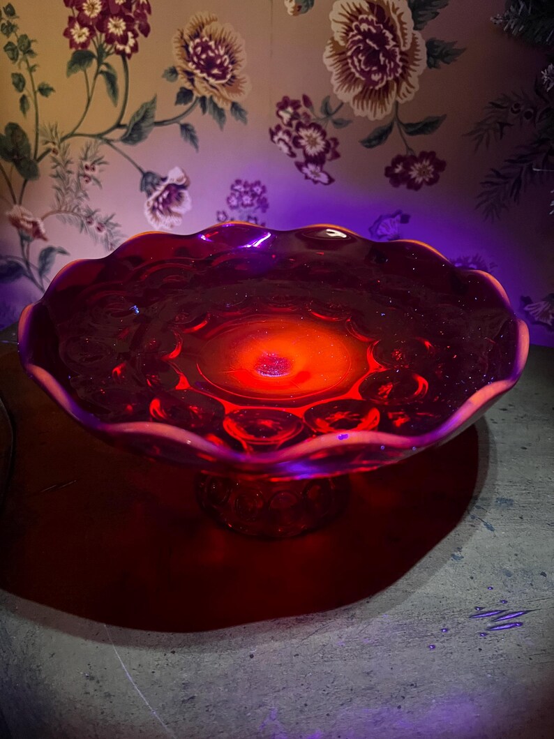 L.E. Smith Vintage Red Moon & Stars Amberina UV Reactive Fruit Bowl - Etsy