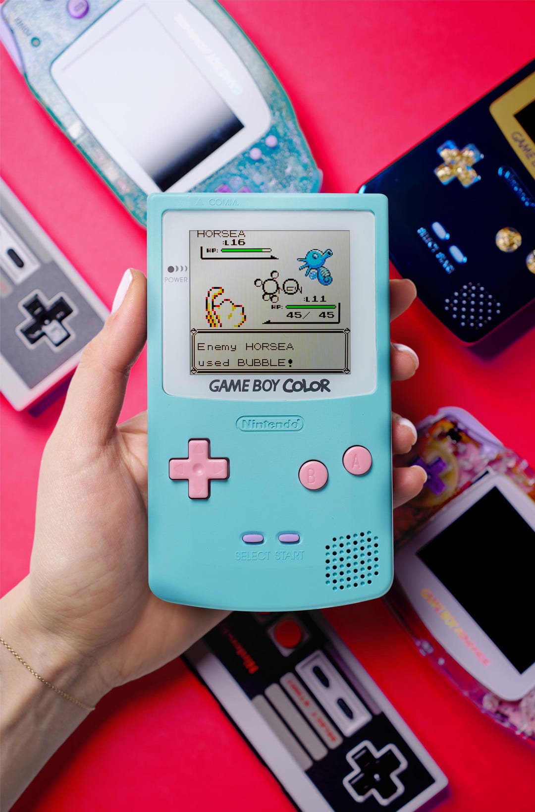 Baby Blue Game Boy Color: Laminated IPS Display & Pastel Pink Buttons ...